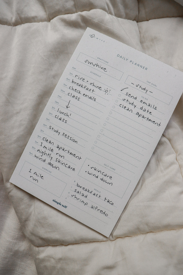 Daily Planner Notepad | 52-Sheets | 5.5" x 8.5" – Simple Self